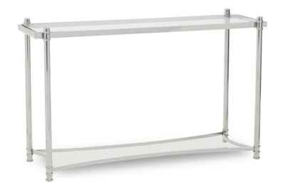 Interiors by Premier Decent Silver Console Table with Clear Glass ...