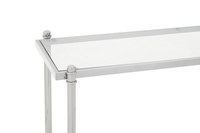 Interiors by Premier Decent Silver Console Table with Clear Glass ...