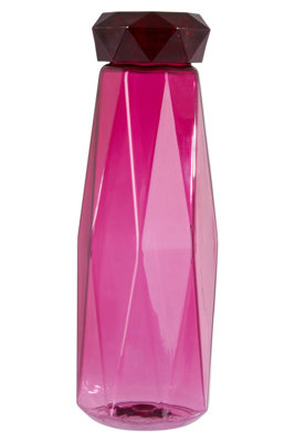 Interiors by Premier Deep Pink Plastic Water Bottle, 600ml Diamond ...