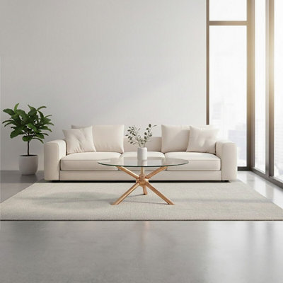 Interiors By Premier Distinctive Base Design Round Rose Gold Coffee ...