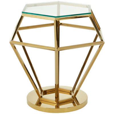 Interiors by Premier Distinctive Small Gold Finish Diamond End Table ...