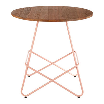 Interiors by Premier District Pink Metal & Elm Wood Round Table | DIY ...