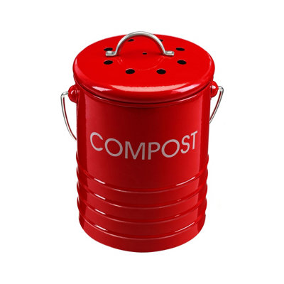 Interiors By Premier Durable Red Composite Bin With Handle, Lightweight ...
