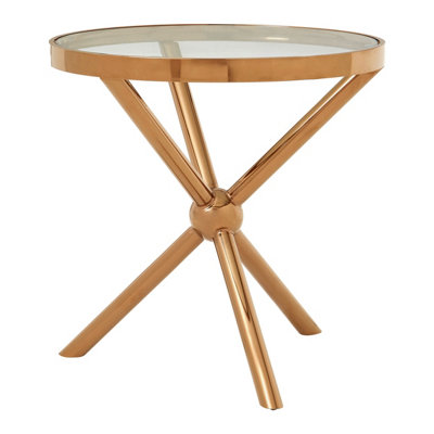 Interiors By Premier Durable Round Rose Gold Side Table, Elegant Small ...