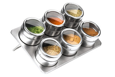 Interiors By Premier Durable Spice Jars Tray With Oblong Tray, Magnetic ...