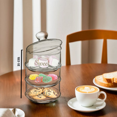 Interiors by Premier Durable Stackable 3Pc Glass Storage Jar, Stylish ...