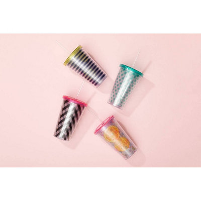 Interiors by Premier Durable Stripe 450Ml Drinks Cup, Versatile Plastic ...