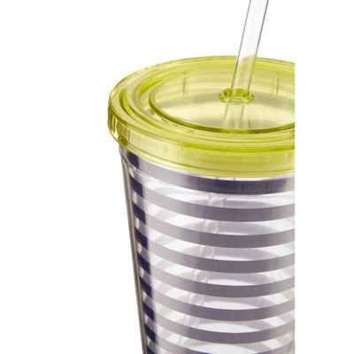 Interiors by Premier Durable Stripe 450Ml Drinks Cup, Versatile Plastic ...