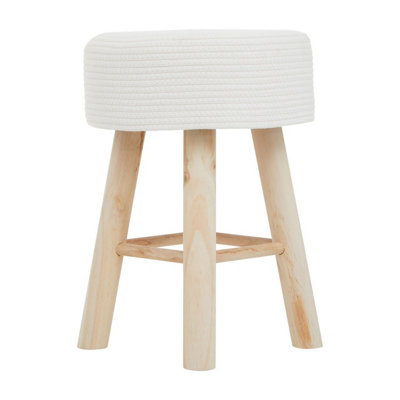Interiors By Premier Durable White Cotton Rope Stool, Stylish Kitchen ...