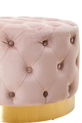 Interiors by Premier Dusty Pink Velvet Stool with Matte Gold Finish ...