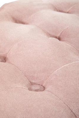 Interiors by Premier Dusty Pink Velvet Stool with Matte Gold Finish ...