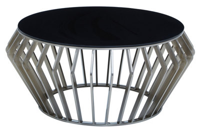 Interiors by Premier Elegant Black And Silver Round Coffee Table ...