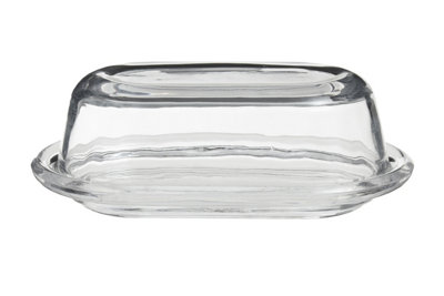 Interiors By Premier Elegant Clear Glass Butter Dish, Oval Butter Plate ...