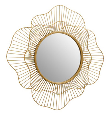Interiors by Premier Elegant Flower Wall Mirror, 3D Metal Frame Slim ...