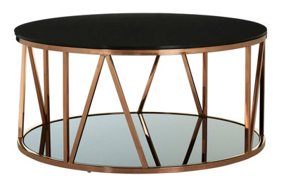 Interiors By Premier Elegant Round Rose Gold Finish Coffee Table ...