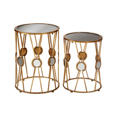 Interiors By Premier Elegant Set Of 2 Cross Design Rounded Tables ...