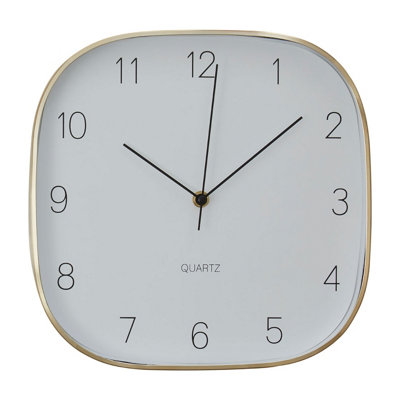 Interiors by Premier Elko Square Gold Finish Case Wall Clock | DIY at B&Q