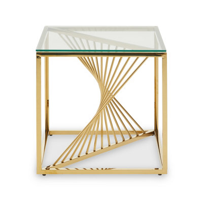 Interiors by Premier End Table with Gold Finish Frame, Modern Side ...