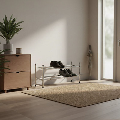 Interiors by Premier Extendable Shoe Rack 2 Tier Shoe Stand, Angled ...