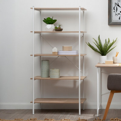Interiors By Premier Five Tier Natural Oak Shelf Unit, Versatile And ...