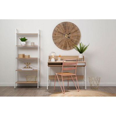 Interiors By Premier Five Tier Natural Oak Veneer Ladder Shelf Unit ...