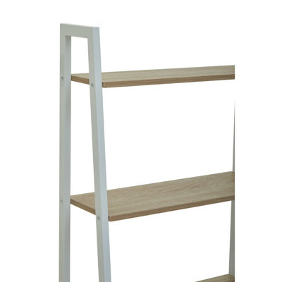 Interiors By Premier Five Tier Natural Oak Veneer Ladder Shelf Unit ...