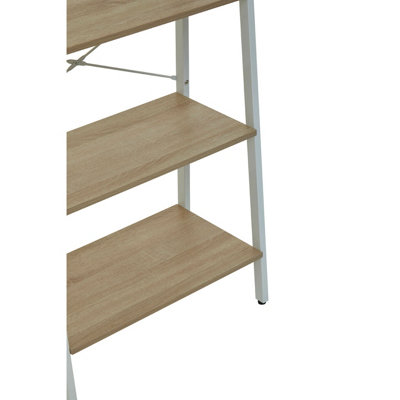 Interiors By Premier Five Tier Natural Oak Veneer Ladder Shelf Unit ...