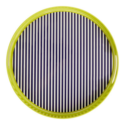 Interiors by Premier Floral Design Stripe Tray With Handles, Curved ...