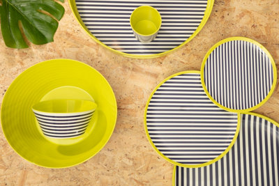 Interiors by Premier Floral Design Stripe Tray With Handles, Curved ...