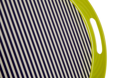 Interiors by Premier Floral Design Stripe Tray With Handles, Curved ...