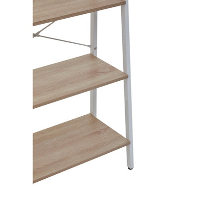 Interiors By Premier Four Tier Natural Oak Veneer Ladder Shelf Unit ...