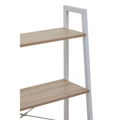 Interiors By Premier Four Tier Natural Oak Veneer Ladder Shelf Unit ...