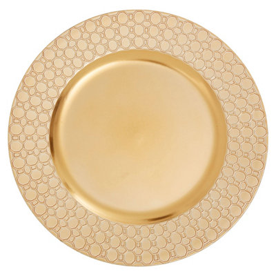 Interiors By Premier Functional Gold Charger Plate With Octagon Pattern ...