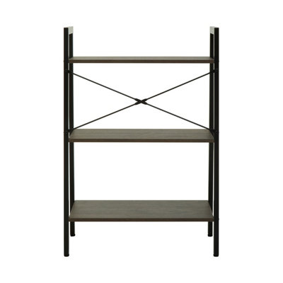 Interiors By Premier Functional Three Tier Dark Oak Veneer Ladder Shelf ...