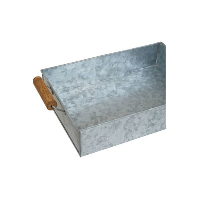 Interiors by Premier Galvanised Steel Rectangular Tray, Rustic Metal ...