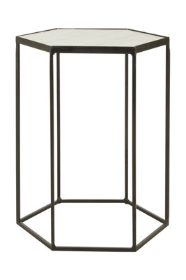 Interiors by Premier Geometric Design Hexagonal Side Table, Black Finish Bedside Table With ...