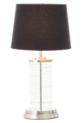 Interiors by Premier Glass Cylinder Table Lamp, Chrome Spiral Base with ...