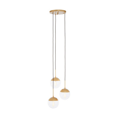 Interiors by Premier Gold Finish 3-Light Pendant, Suspended Multi-Light ...