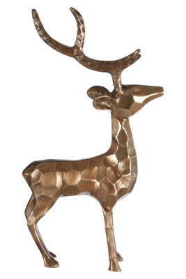 Interiors by Premier Gold Finish Floor Standing Stag Sculpture ...