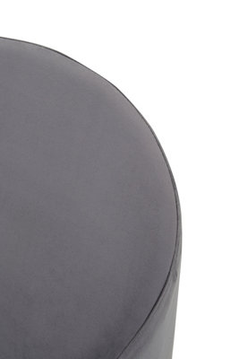 Interiors by Premier Grey and Gold Round Footstool, Velvet Ottoman ...