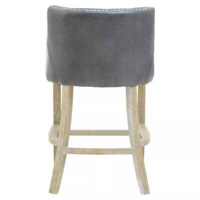 Interiors by Premier Grey Bar Stool with Back, Velvet Seat Breakfast ...