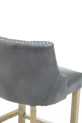 Interiors by Premier Grey Bar Stool with Back, Velvet Seat Breakfast ...