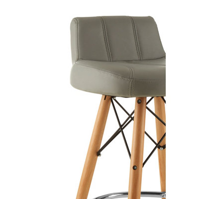 Interiors by Premier Grey Leather Effect Bar Stool, Comfortable Seating ...
