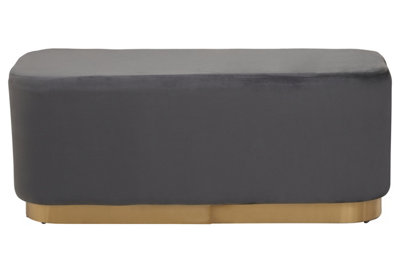 Interiors by Premier Grey Rectangle Stool with Gold Base, Velvet ...