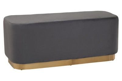 Interiors by Premier Grey Rectangle Stool with Gold Base, Velvet ...