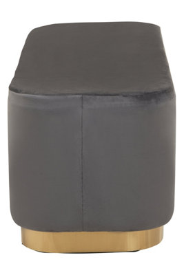 Interiors by Premier Grey Rectangle Stool with Gold Base, Velvet ...