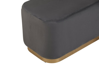 Interiors by Premier Grey Rectangle Stool with Gold Base, Velvet ...
