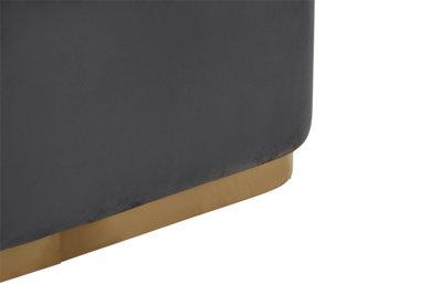 Interiors by Premier Grey Rectangle Stool with Gold Base, Velvet ...