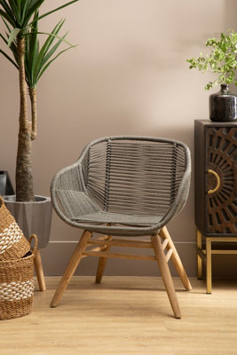 Interiors by Premier Grey Rope Armchair, Back & Armrest Garden Armchair ...