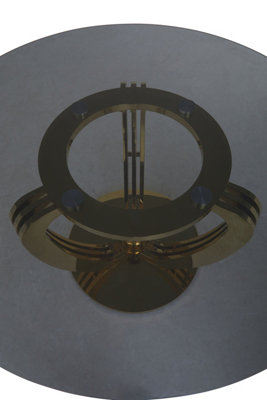 Interiors by Premier Grey Tempered Glass Dining Table, Brushed Gold ...